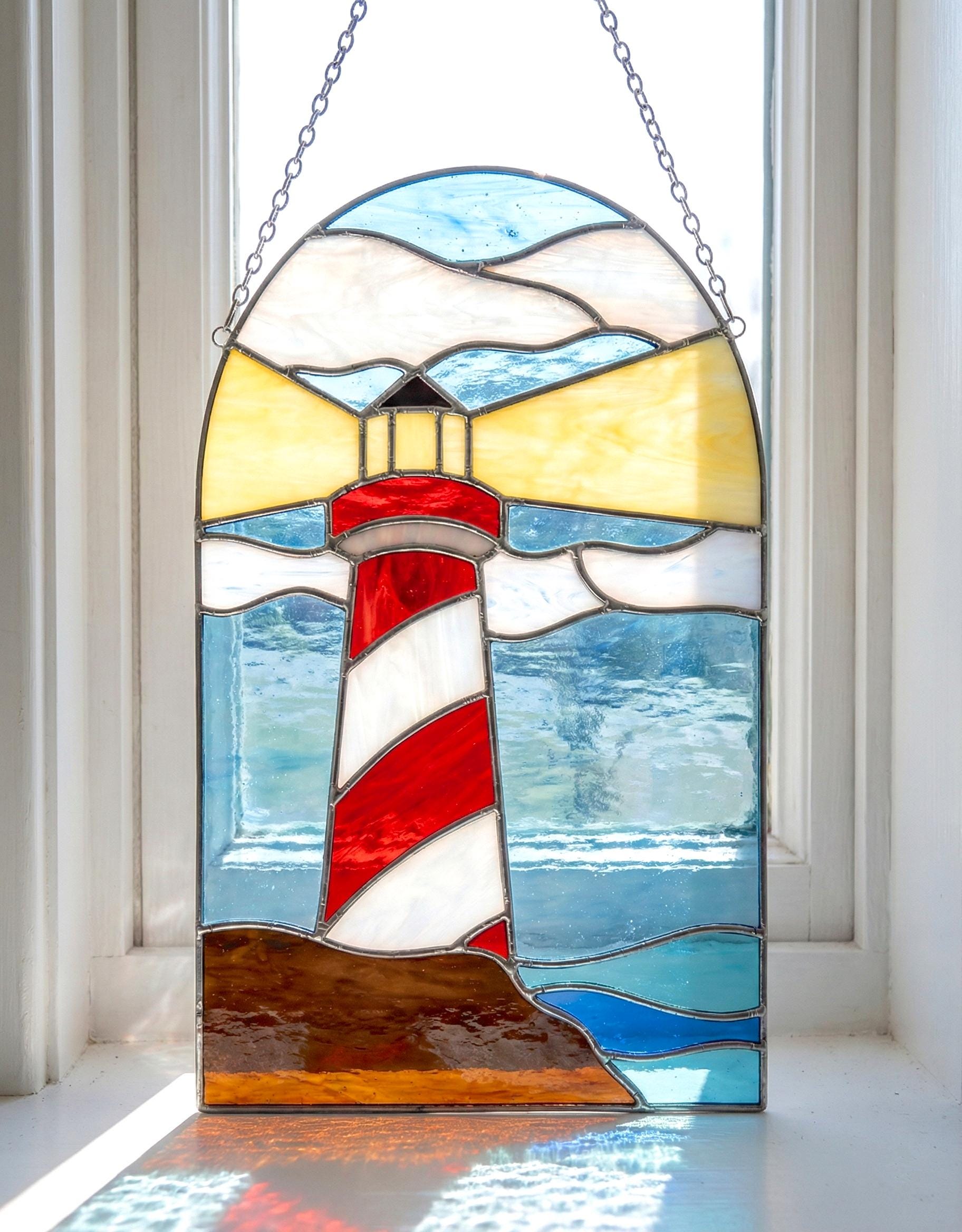 Lighthouse Stained Glass Pattern for Ocean Sun Catcher DIY Template ...