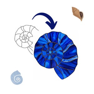 Nautilus Stained Glass Pattern for Shell Sun Catcher DIY Template (PDF ...