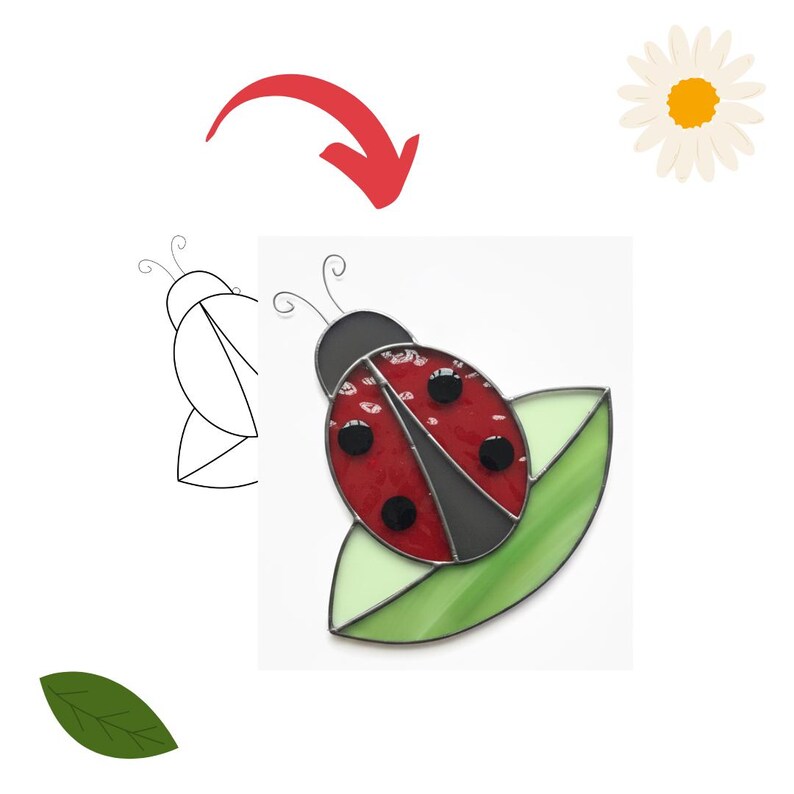 Ladybug Stained Glass Pattern for Bug Sun Catcher DIY Template (PDF ...