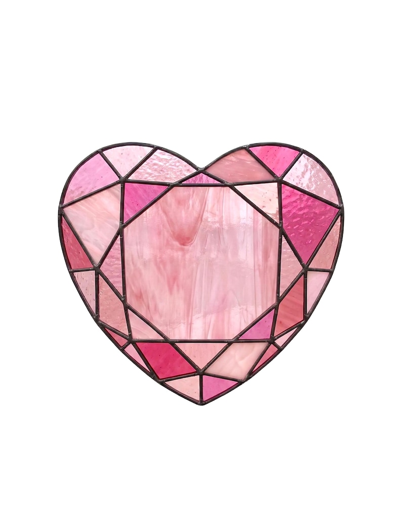 Valentines Day Stained Glass Pattern for Heart Sun Catcher DIY Template ...