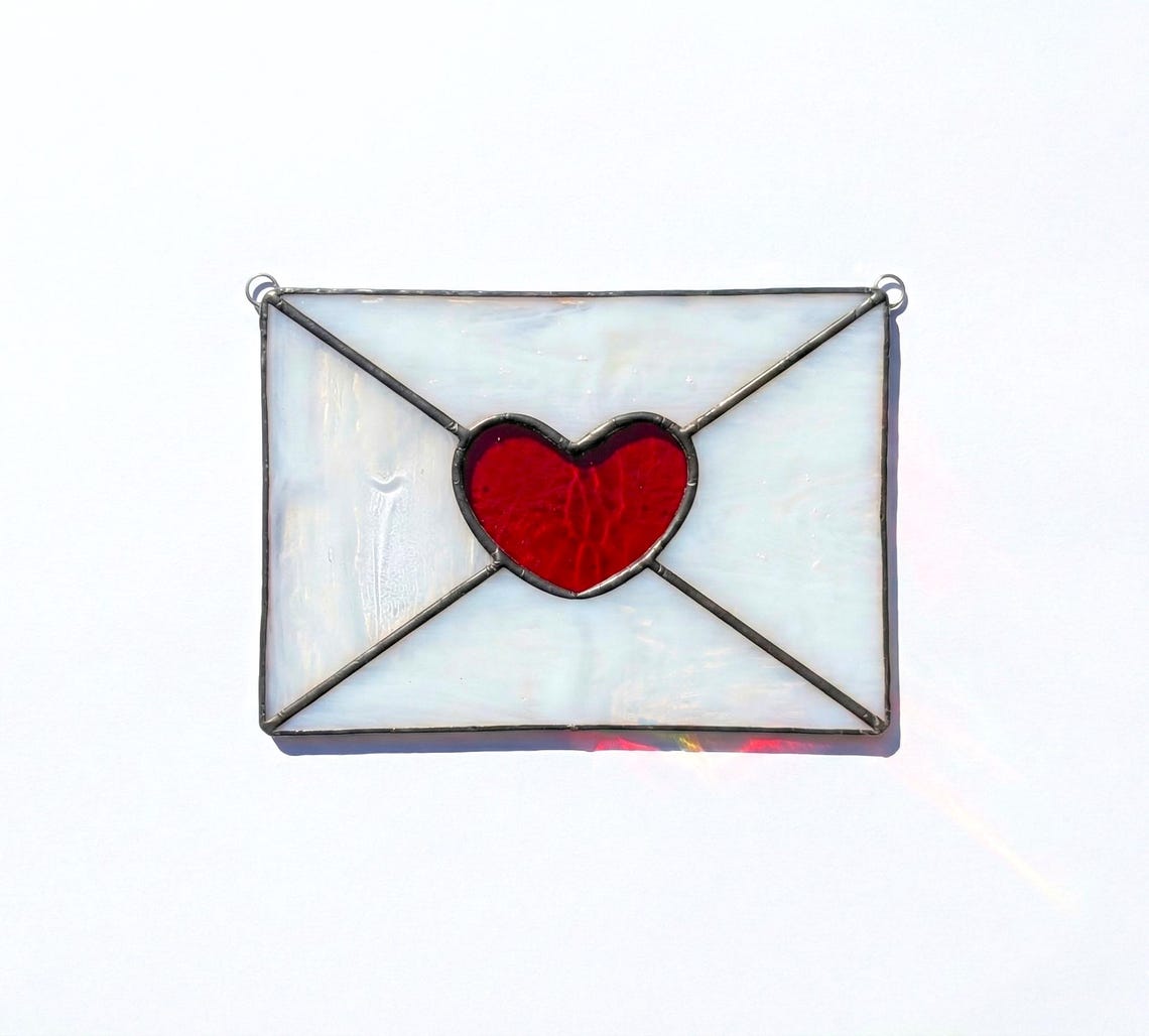 Valentines Day Stained Glass Pattern for Love Letter Sun Catcher DIY ...
