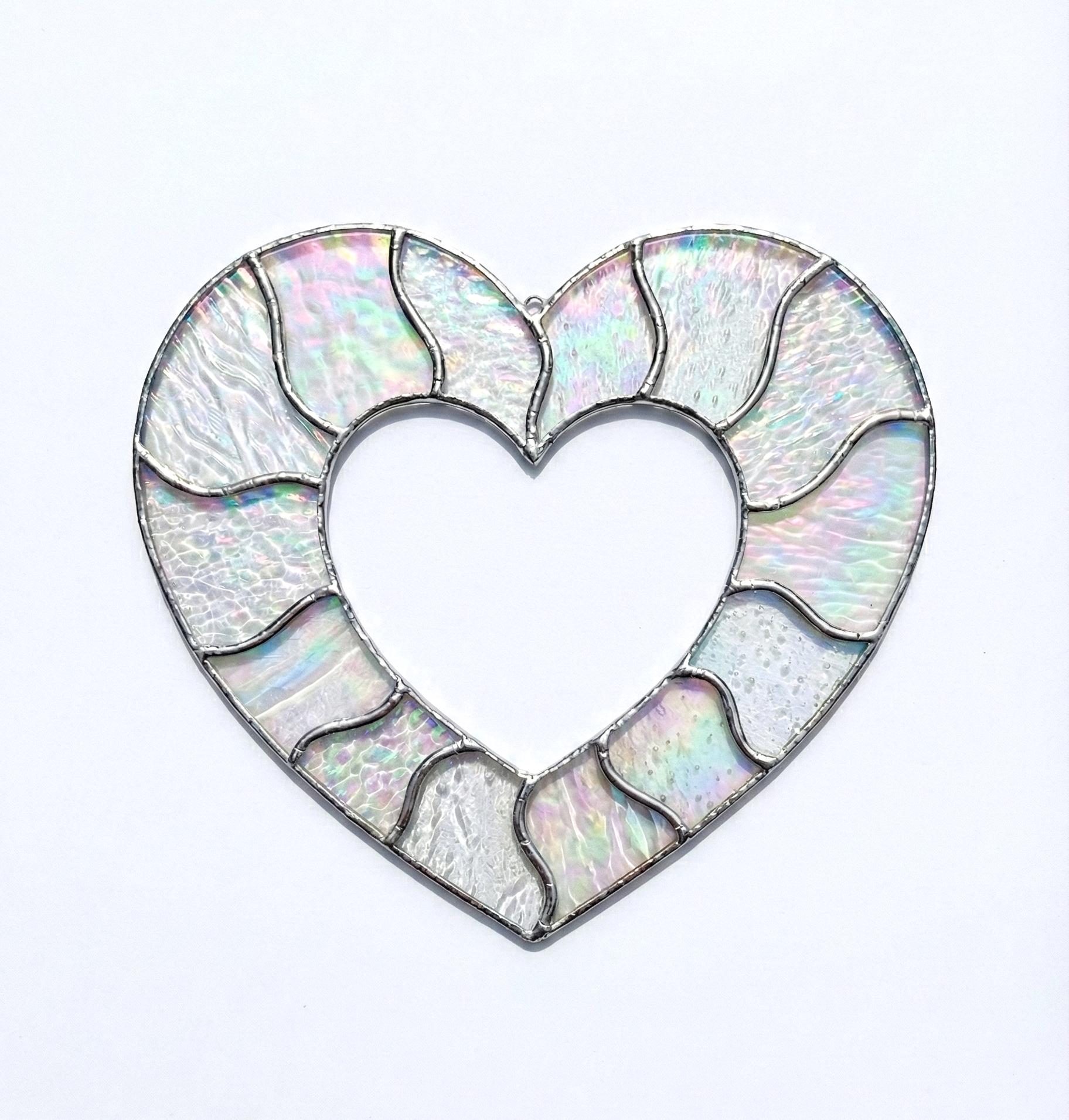 Valentines Day Stained Glass Pattern for Heart Sun Catcher DIY Template ...