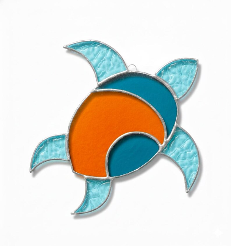 Turtle Stained Glass Pattern for Beach Sun Catcher DIY Template (PDF ...