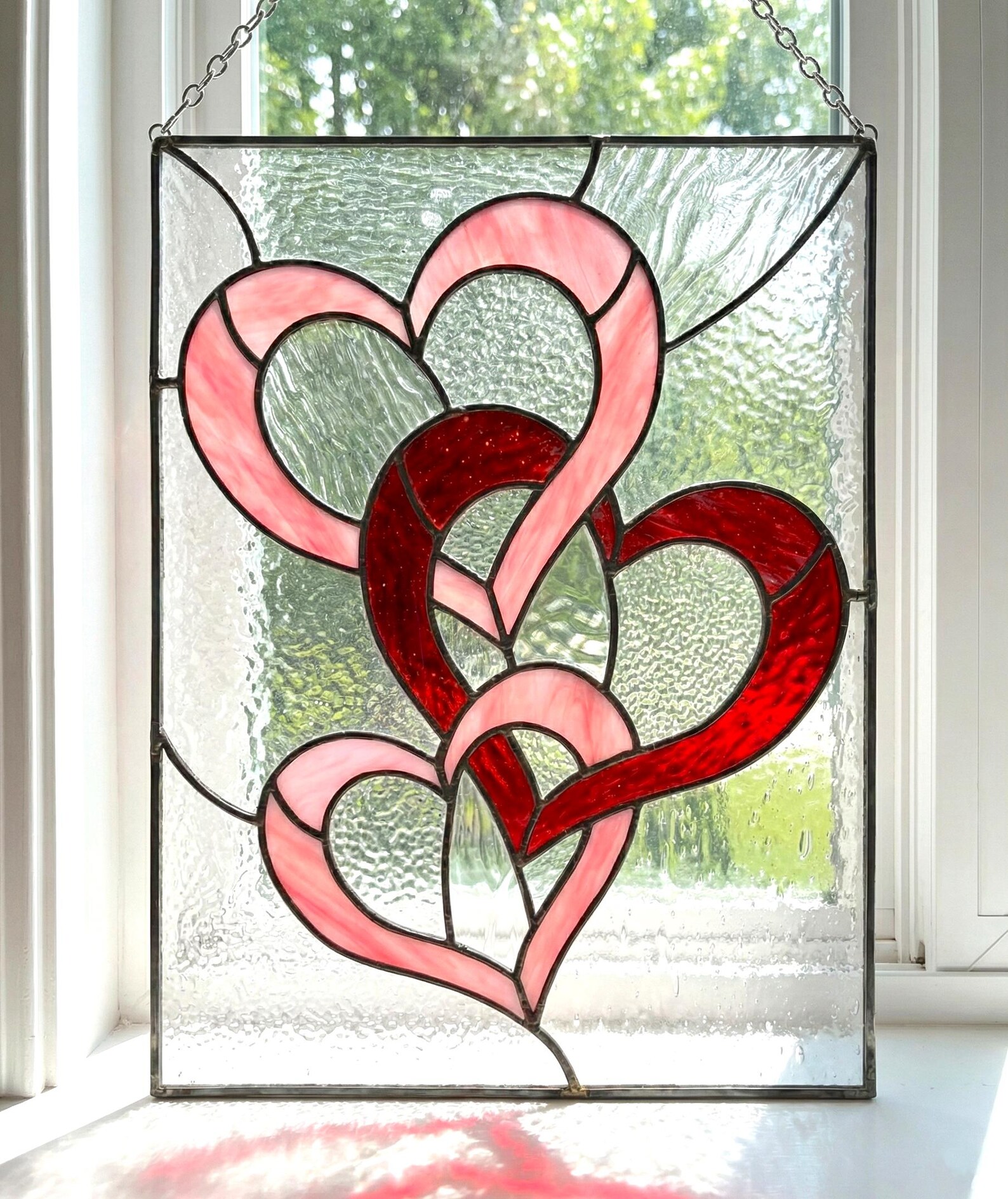 Valentines Day Stained Glass Pattern for Heart Sun Catcher DIY Template ...