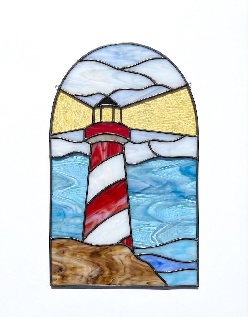 Lighthouse Stained Glass Pattern for Ocean Sun Catcher DIY Template ...
