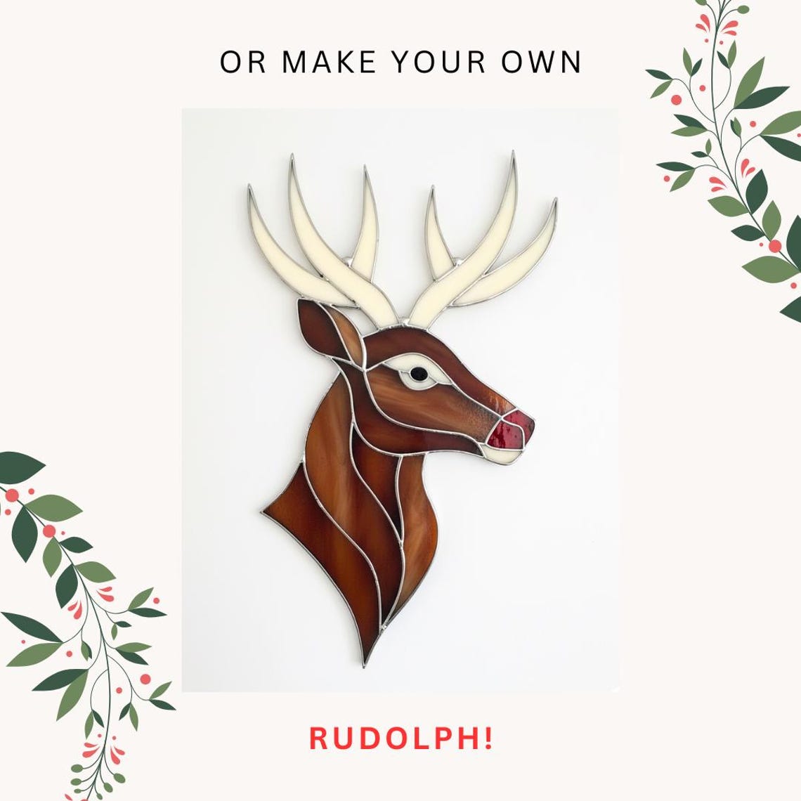 Reindeer Stained Glass Pattern for Winter Reindeer - DIY Ornament ...
