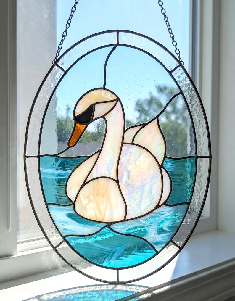 Swan Stained Glass Pattern for Bird Panel - DIY Sun Catcher Template ...
