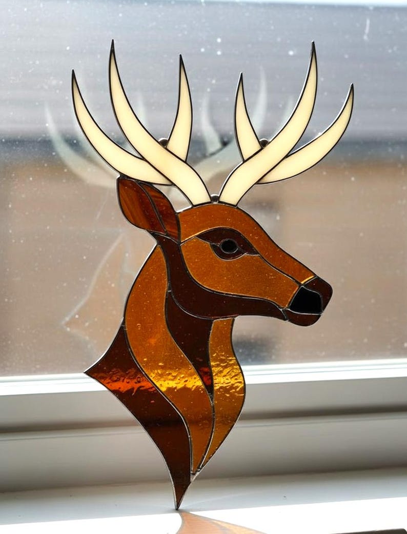 Reindeer Stained Glass Pattern for Winter Reindeer - DIY Ornament ...