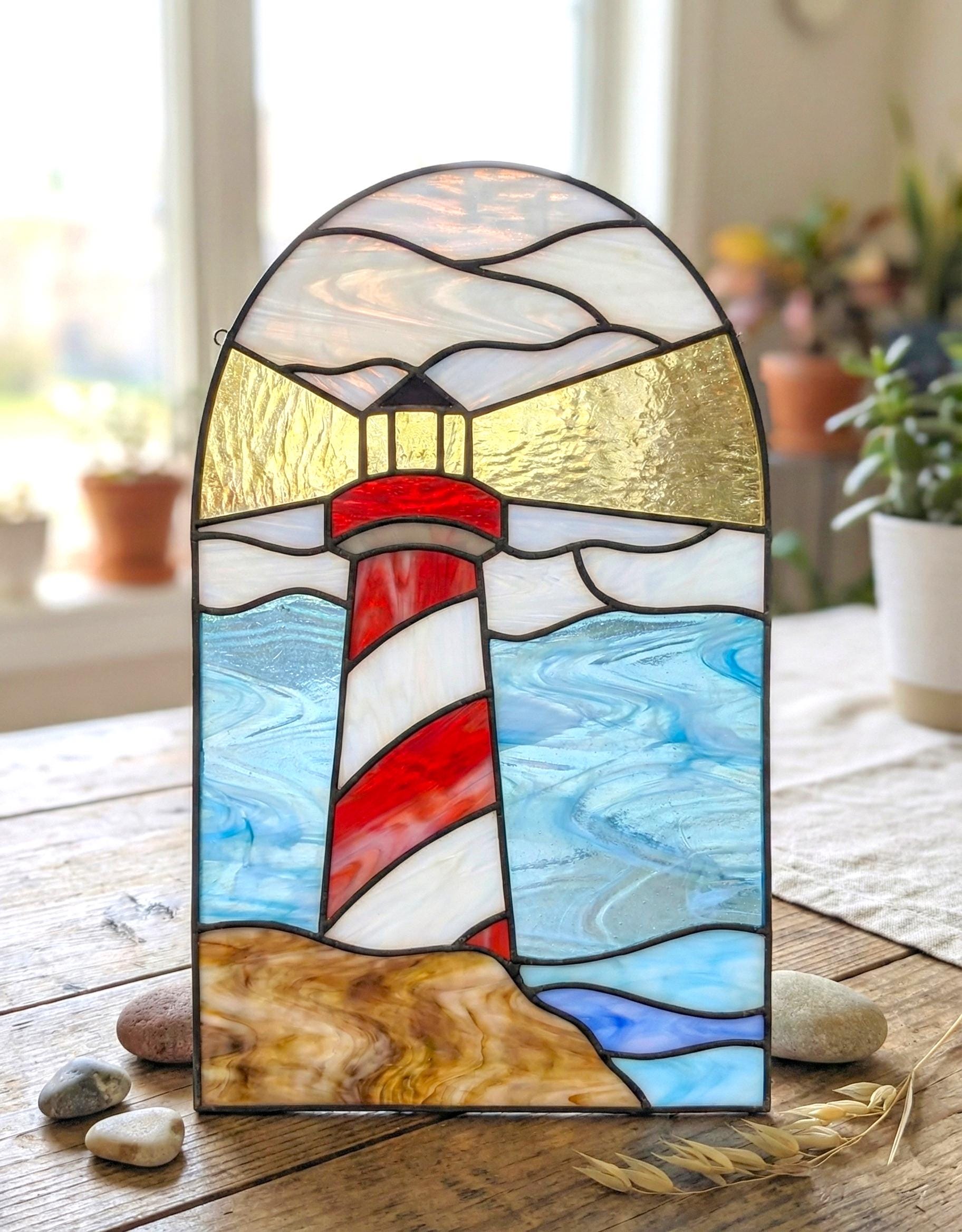 Lighthouse Stained Glass Pattern for Ocean Sun Catcher DIY Template ...