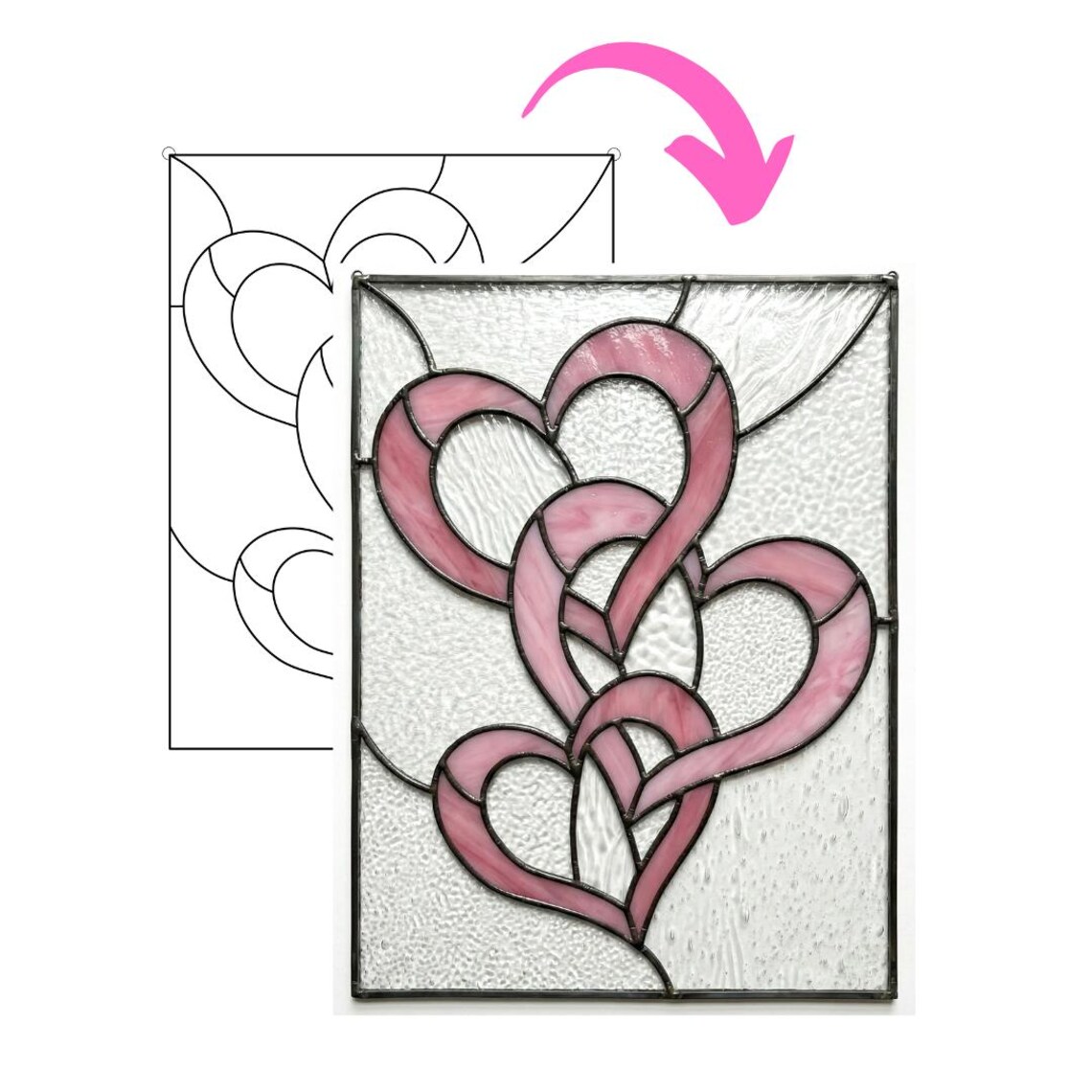 Valentines Day Stained Glass Pattern for Heart Sun Catcher DIY Template ...