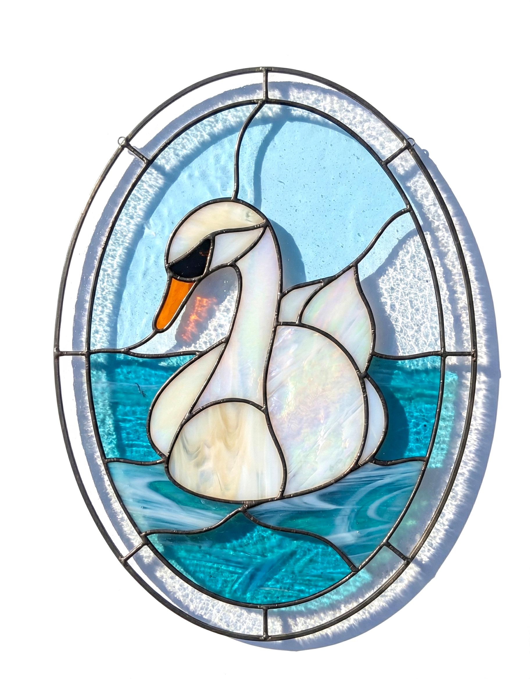 Swan Stained Glass Pattern for Bird Panel - DIY Sun Catcher Template ...