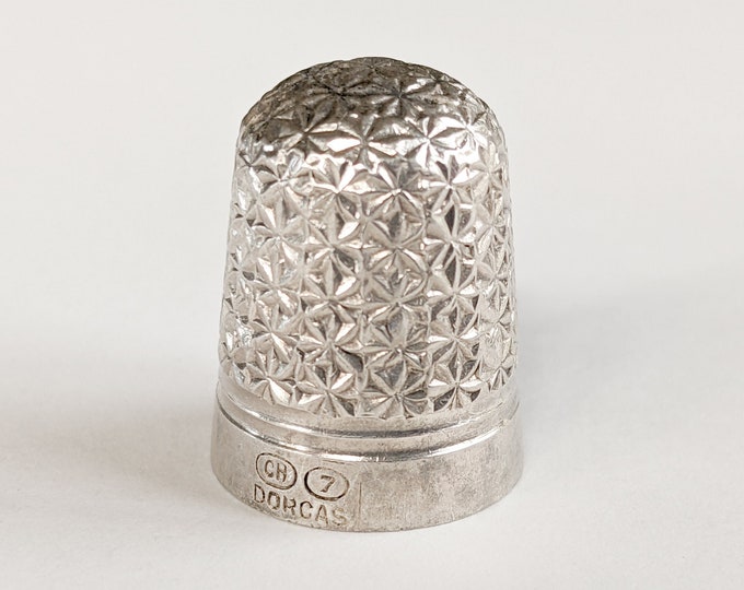 Antique Thimble, Silver Plated Finger Protector, Dorcas CH 7, Charles ...