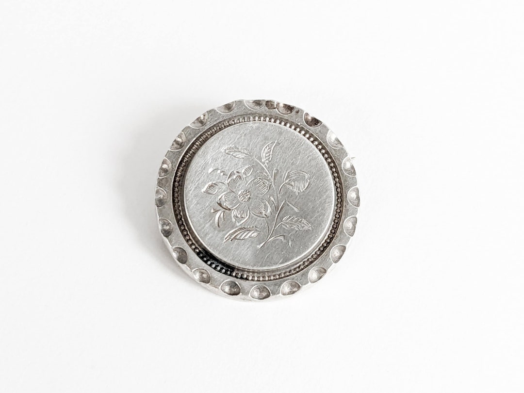 1800s Antique Victorian Lapel Pin, Aesthetic Movement Brooch, Repousse ...