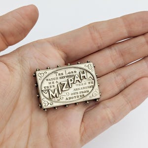 Mizpah Brooch, Antique Frame Brooch, Embossed Lapel Pin, Bobble Border ...