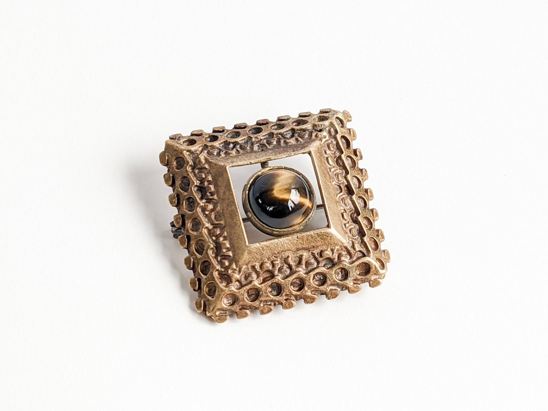 Vintage Kalevala Koru Bronze Tiger Eye Brooch, Finnish Design - Etsy
