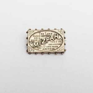 Mizpah Brooch, Antique Frame Brooch, Embossed Lapel Pin, Bobble Border ...