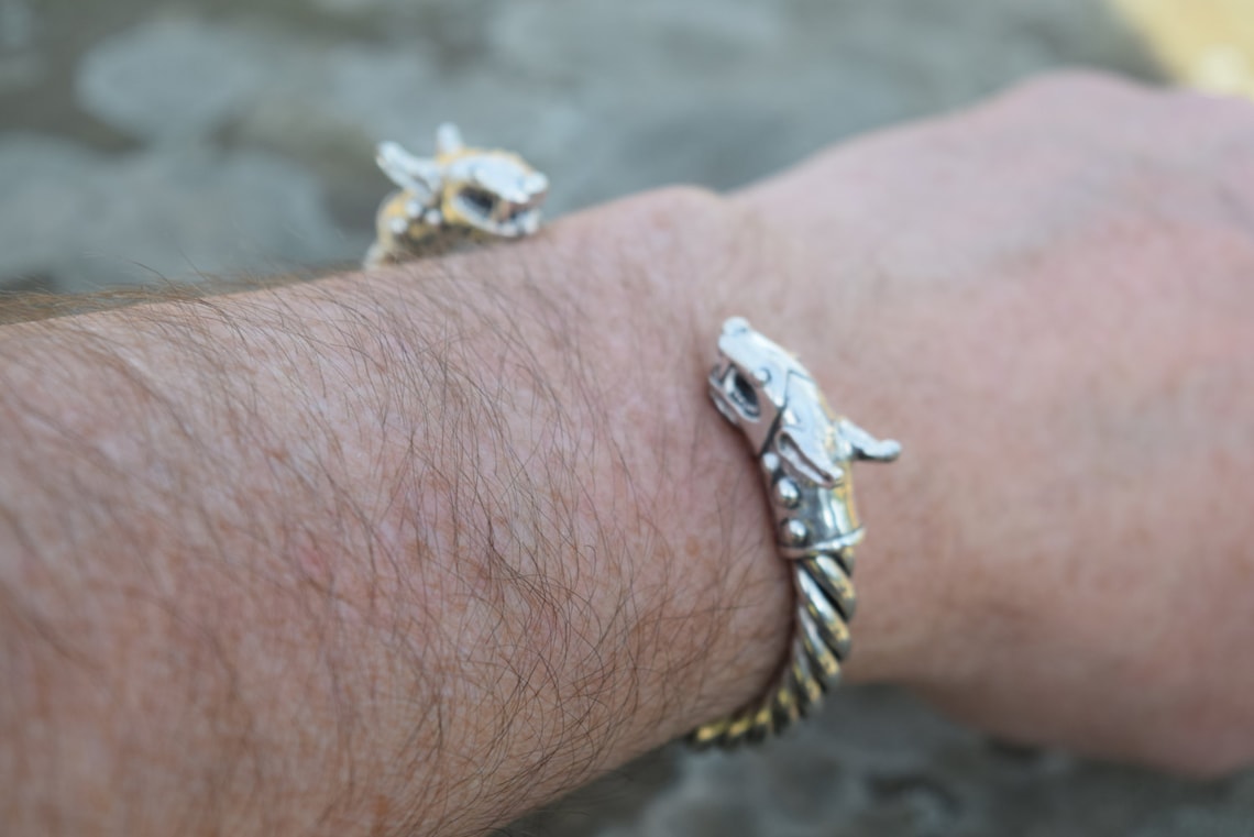 Saxon Wolf Torc Bracelet - Etsy