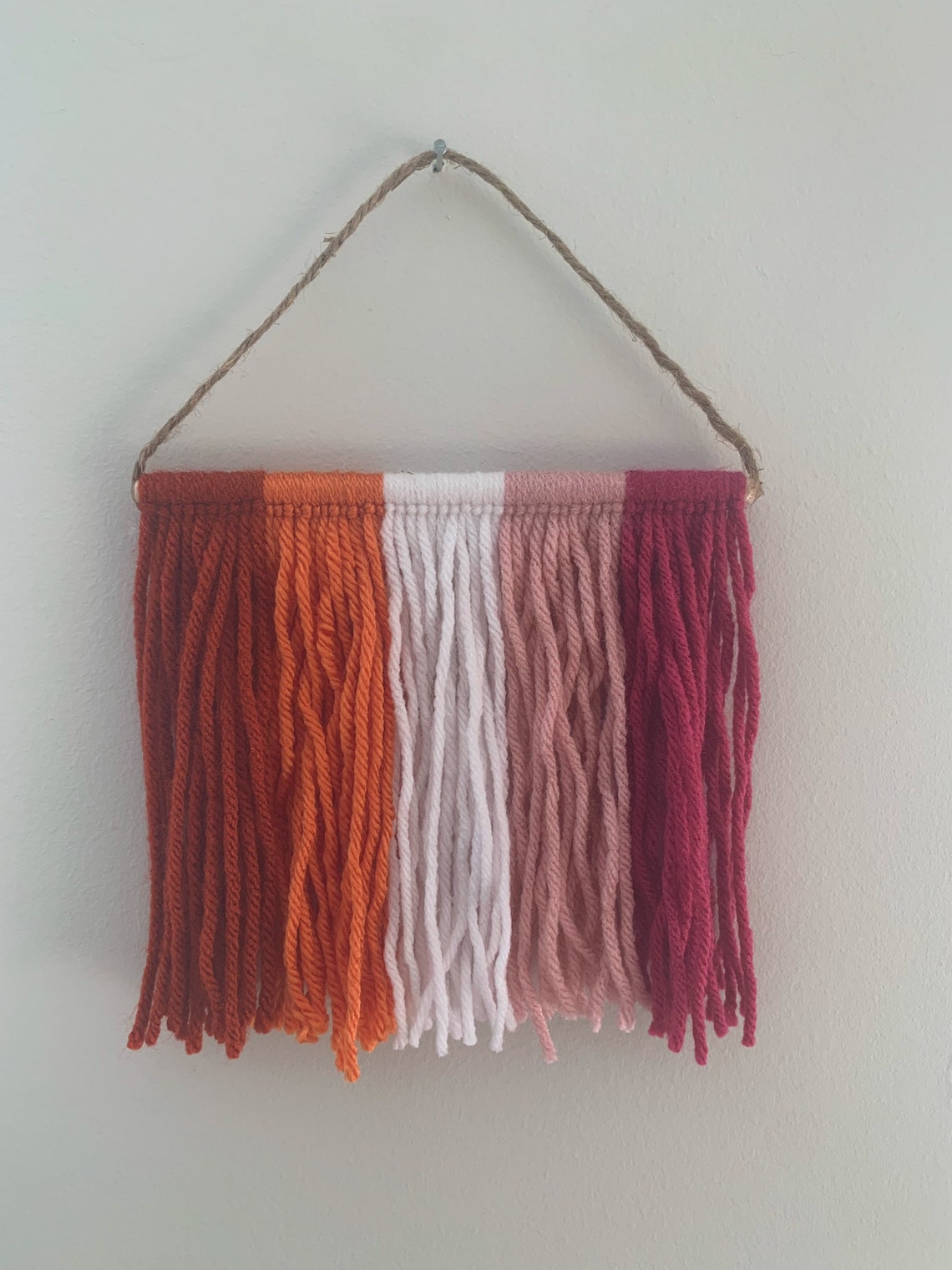 Mini Lesbian Pride Flag Yarn Wall Hanging | Etsy