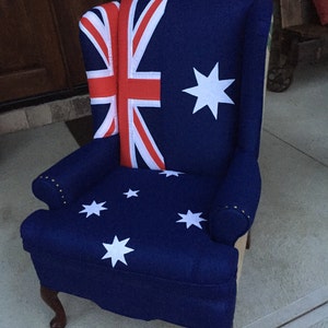 Flag Chair Vintage Wing Back Chairs Recovered With Heavy Cotton in the ...