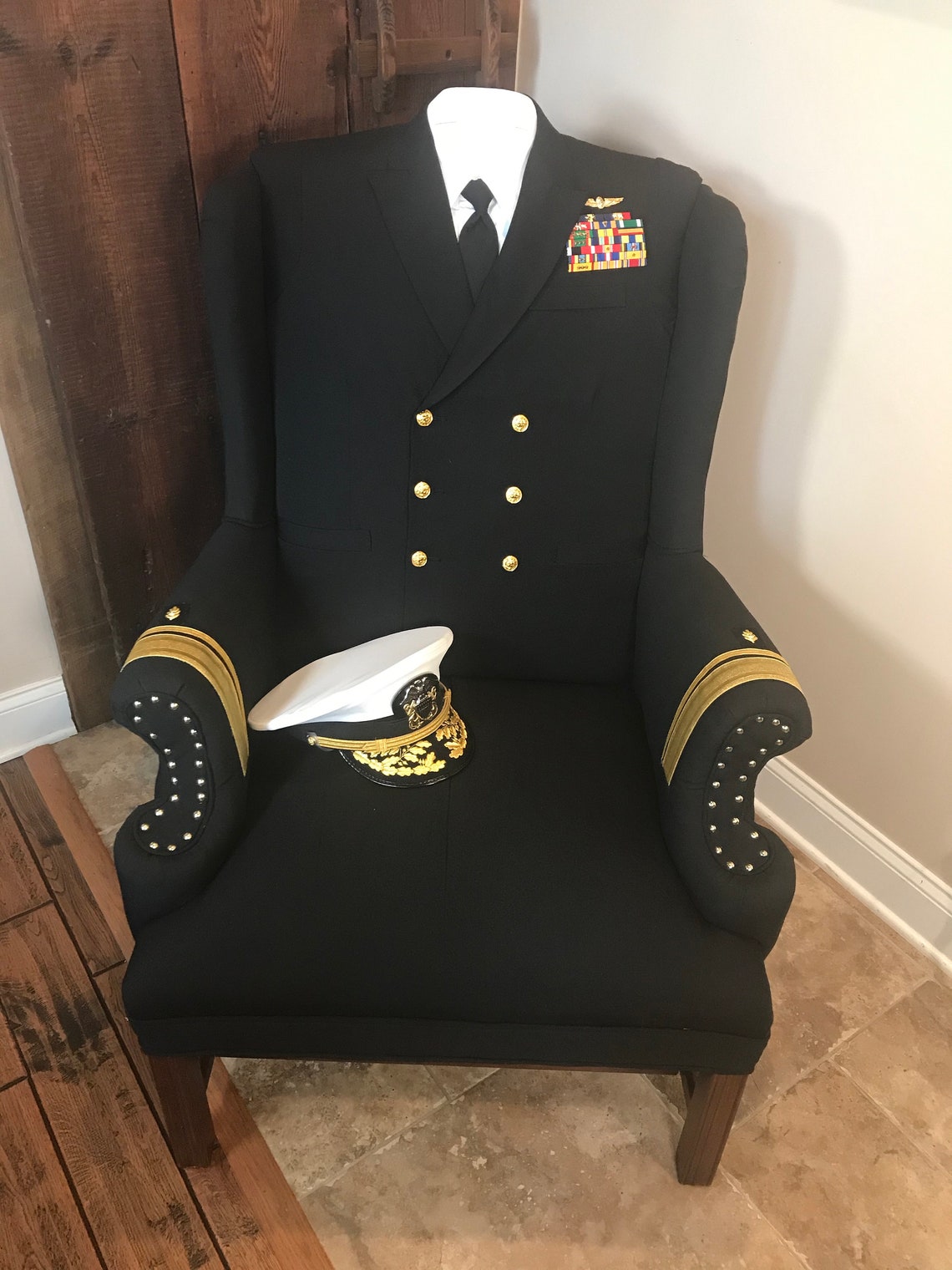 Military Uniform Wingback Chair - Etsy