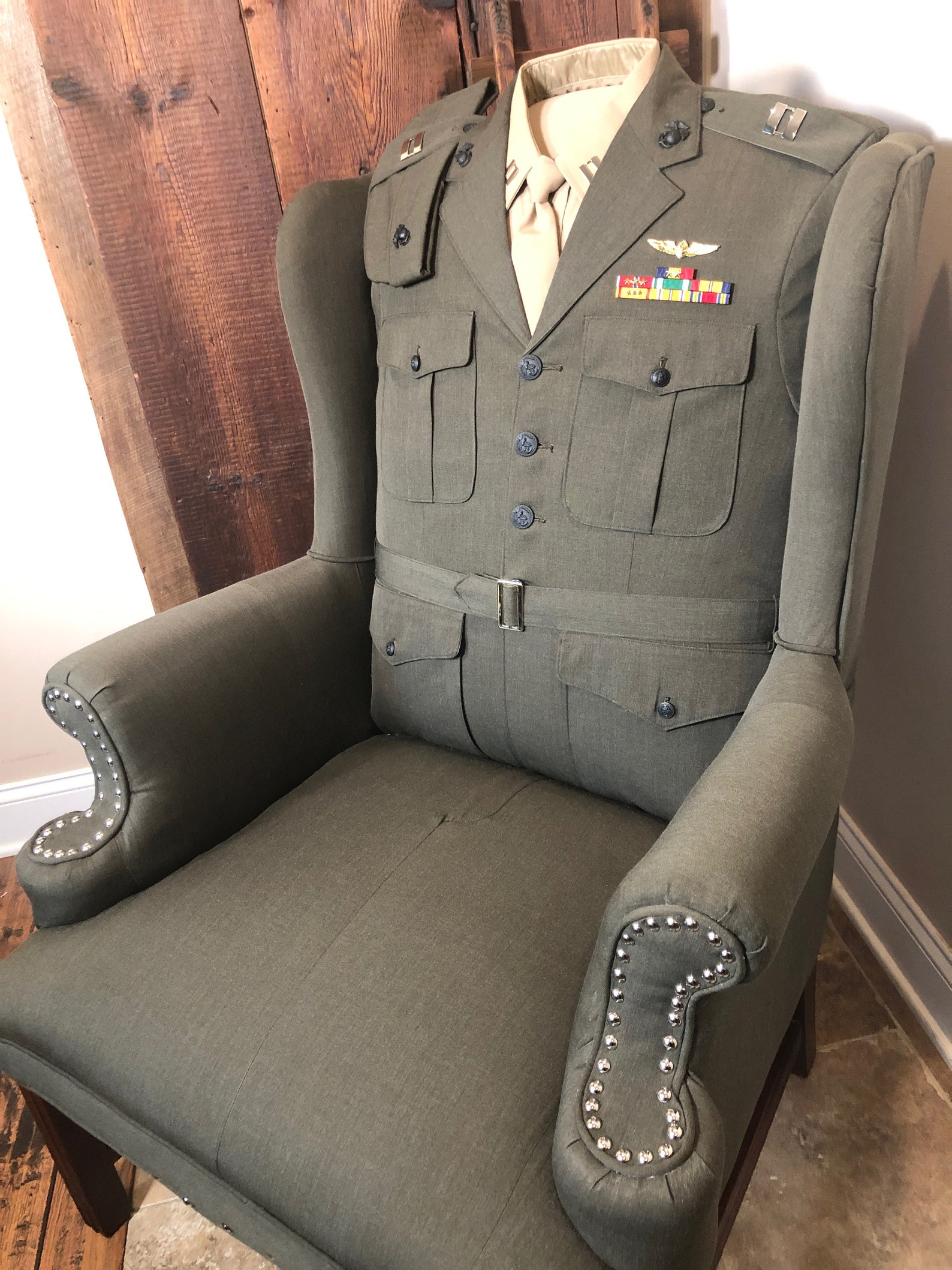 Military Uniform Wingback Chair - Etsy