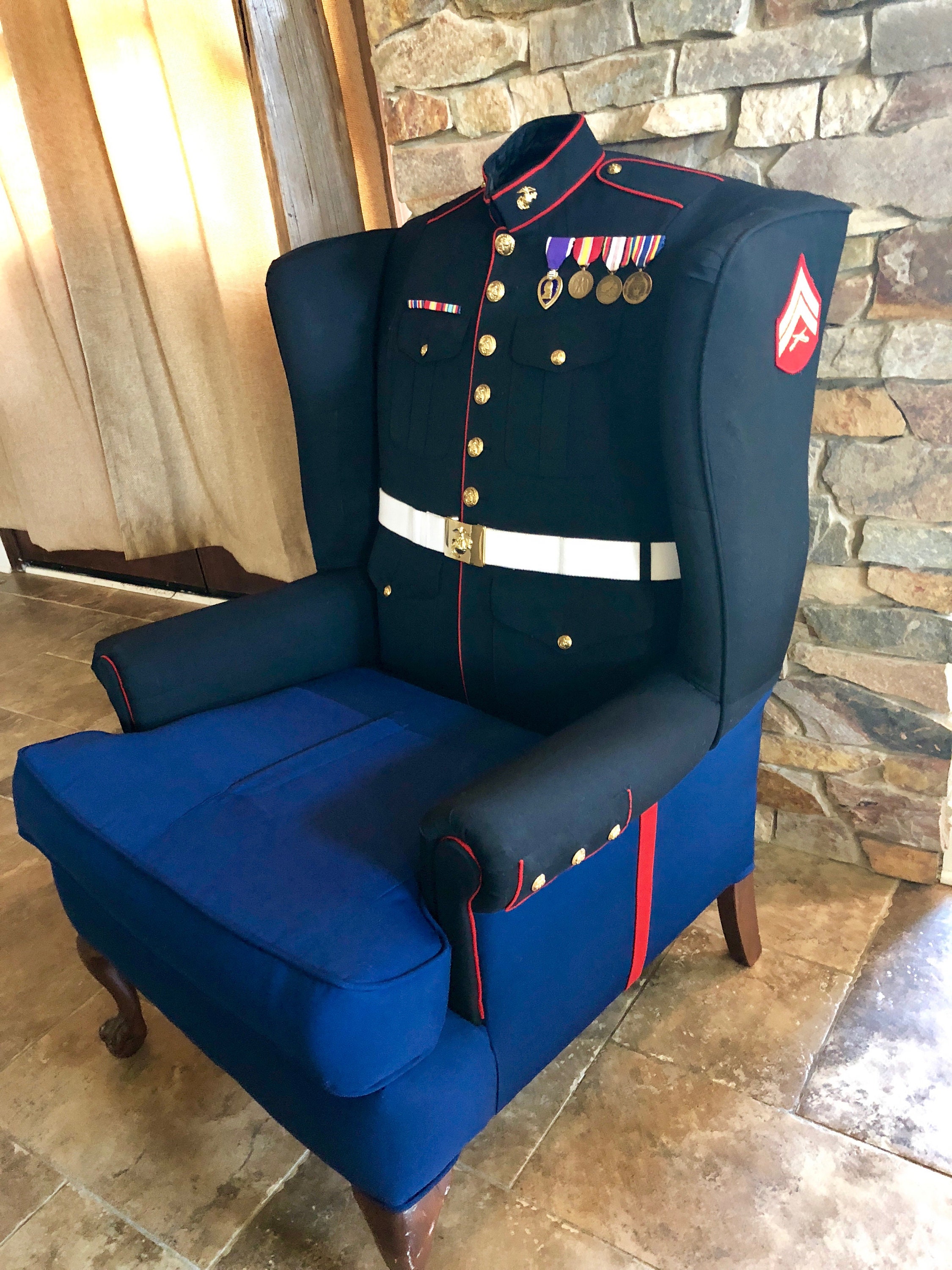 Military Uniform Wingback Chair - Etsy