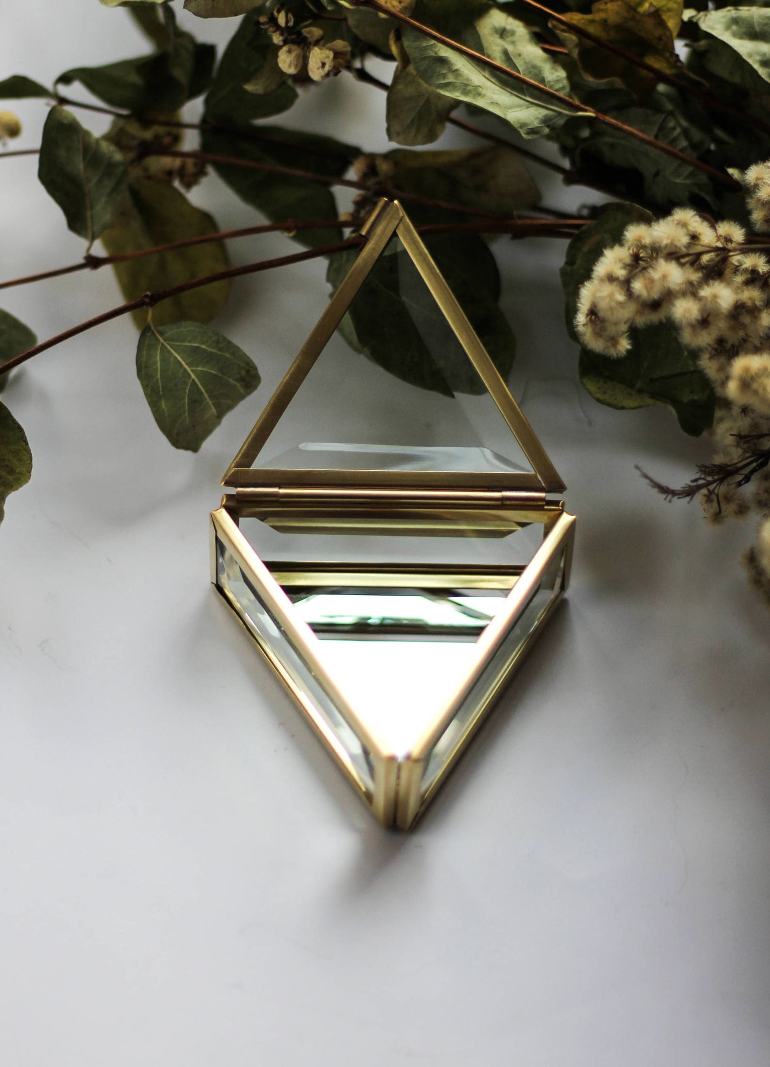 Triangular Small Brass Box Golden Box Ring Bearer Box | Etsy