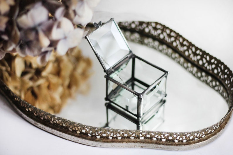 5x5x4cm Little Square Glass Box Ring Box Geometric Glass Box - Etsy