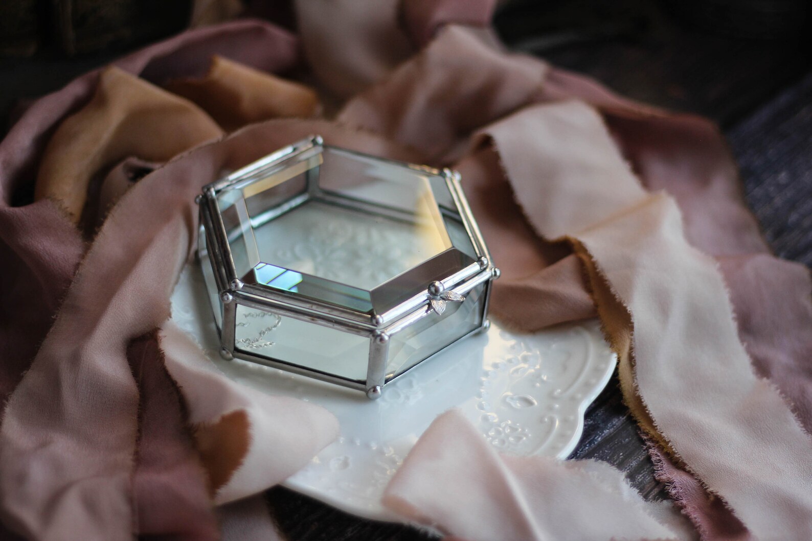 Low Wedding Ring Box Hexagon Jewelry Box Glass Box - Etsy