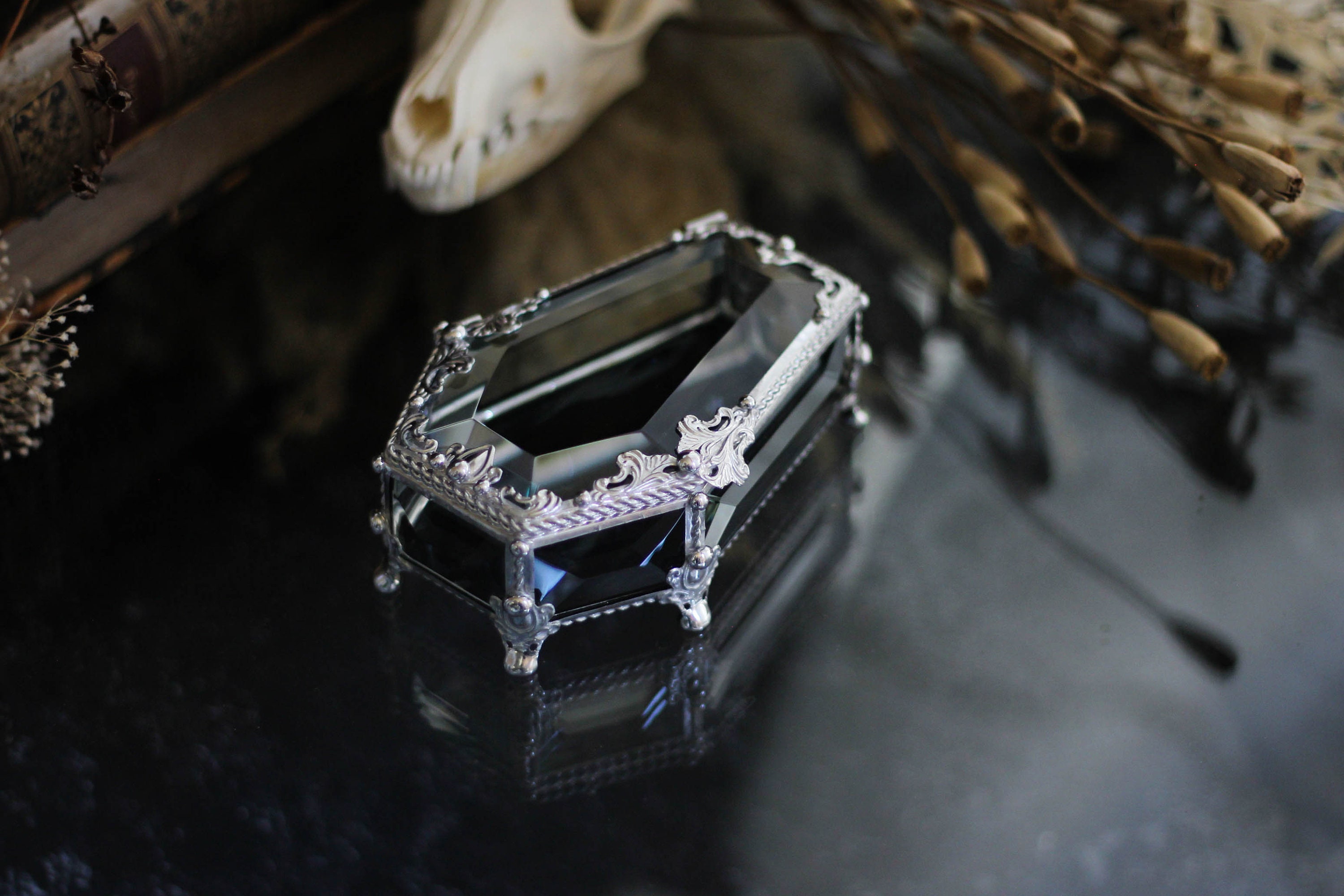 Low Little Coffin Casket Little Glass Box for Jewelry Gothic - Etsy ...