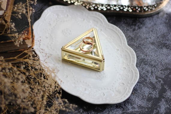 Triangular Small Brass Box Golden Box Ring Bearer Box | Etsy