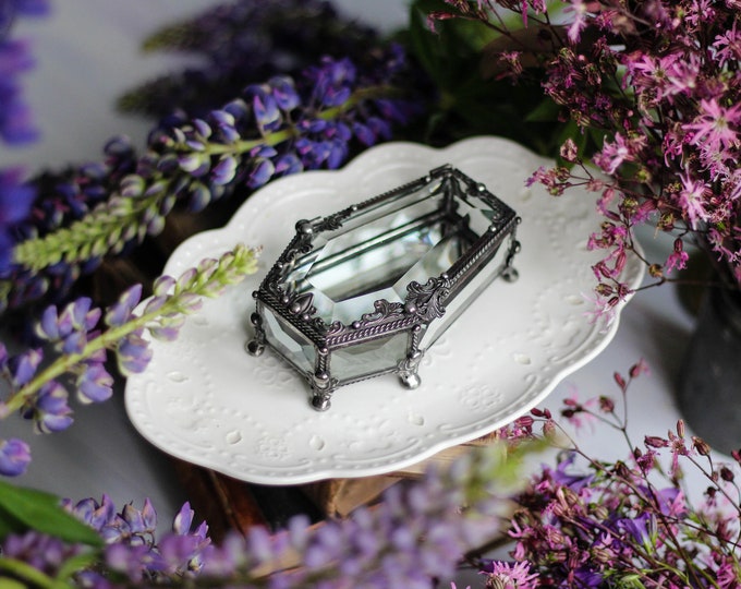 Low Little Coffin Casket, Little Glass Box for Jewelry, Gothic Wedding ...