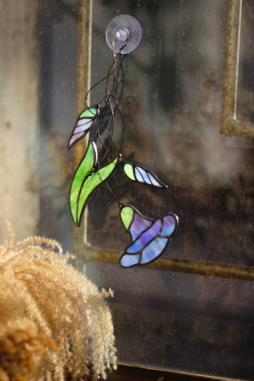 Heavenly Morning Glory Irisation, Stained Glass Sprig, Stained Glass ...