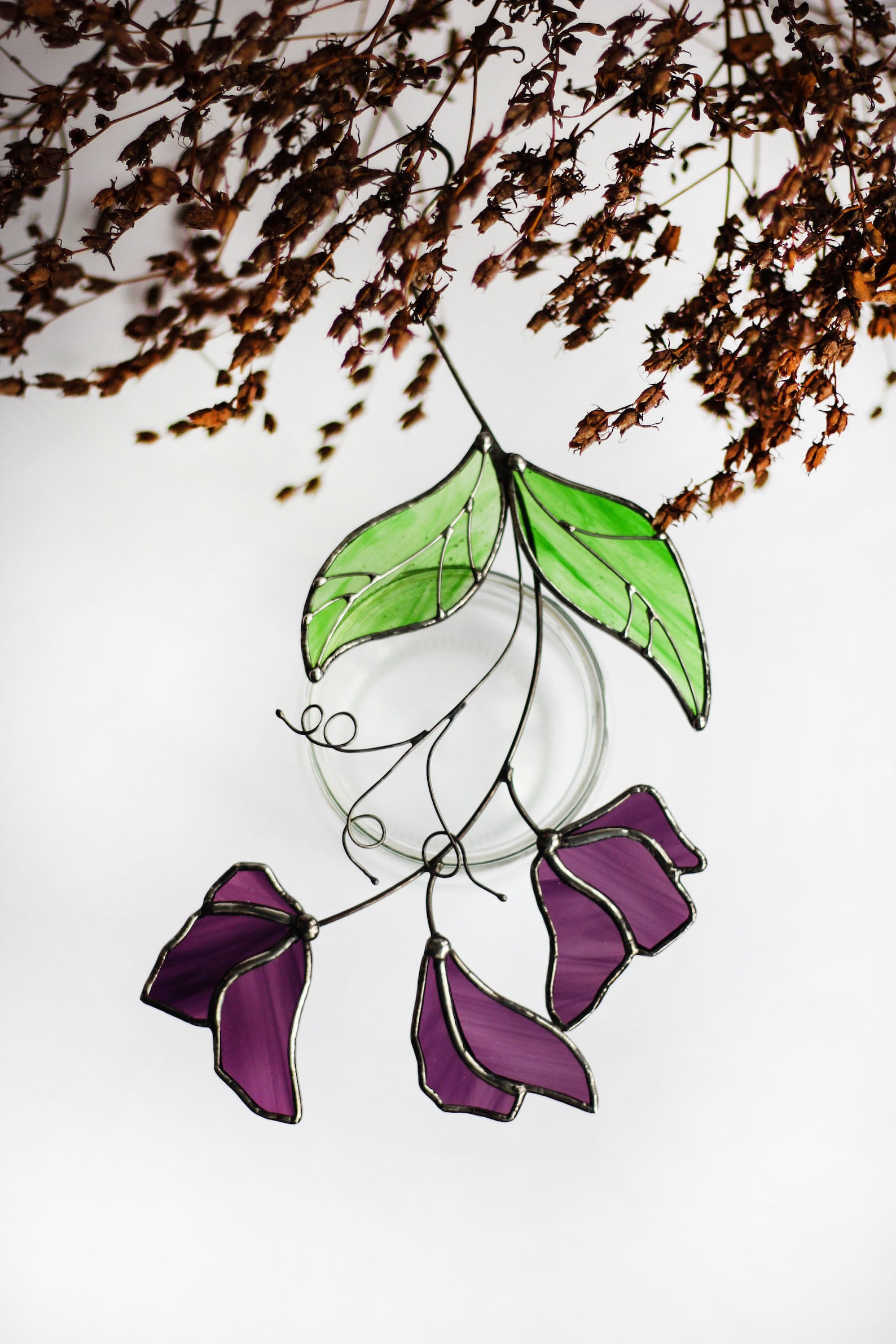 Sweet pea Stained glass sprig sweet pea stained glass window | Etsy