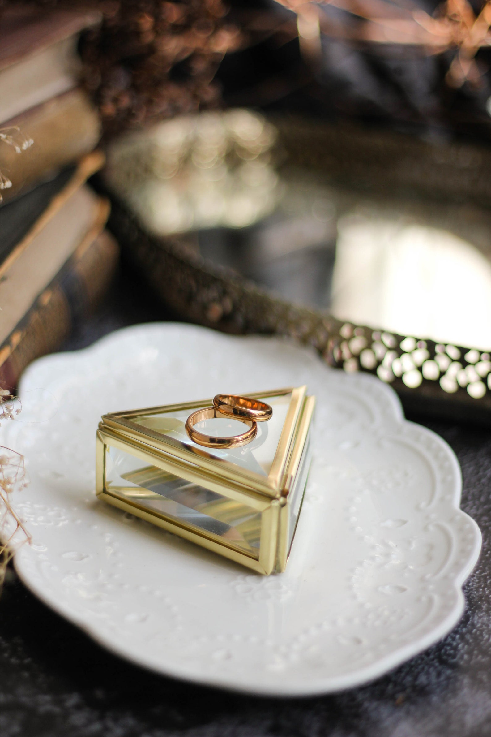 Triangular Small Brass Box Golden Box Ring Bearer Box | Etsy