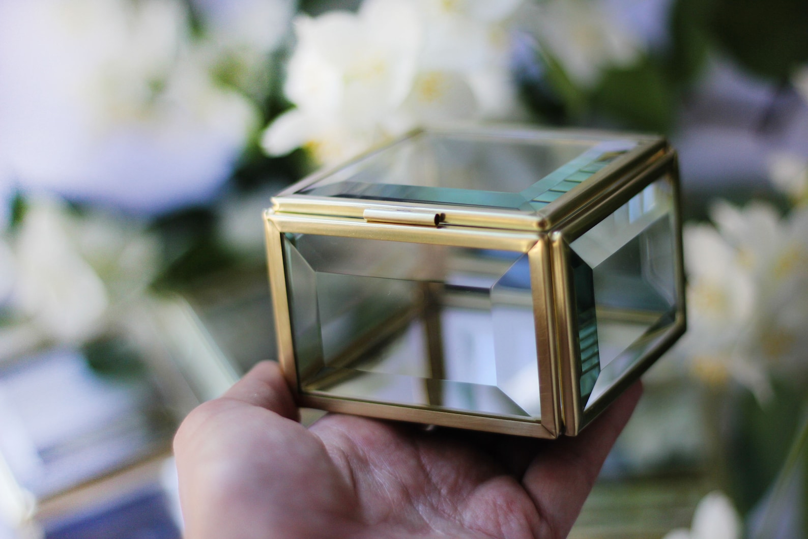Brass Trim Glass Ring Box, Mirrored Jewelry Display - Etsy