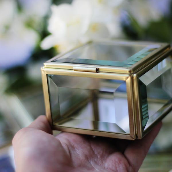 Gold Glass Jewelry Box - Etsy