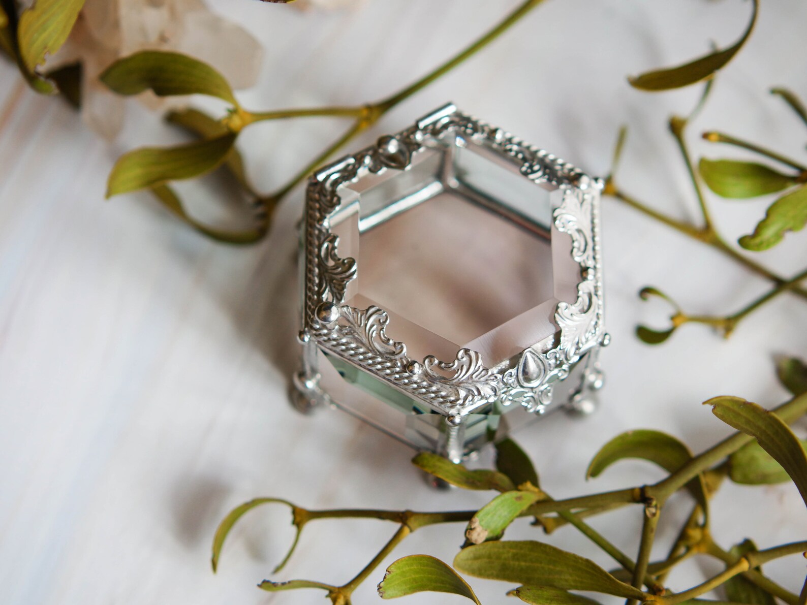 Box pink Champagne Wedding Ring Box Hexagon | Etsy