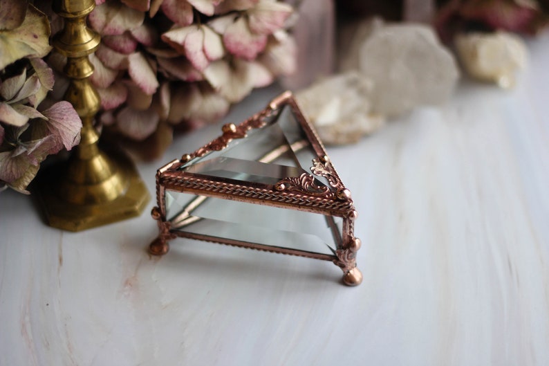 Little Triangular Ring Box, Glass Box, Geometric Glass Box, Stained ...