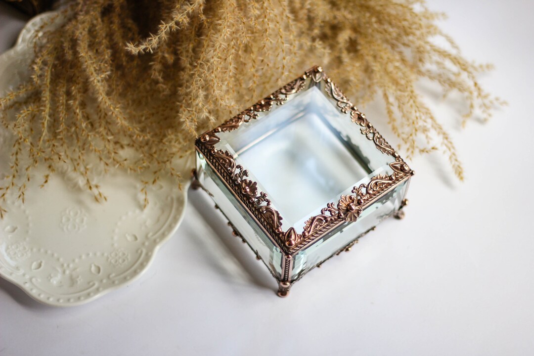 10x10x5cm Large Square Ring Glass Box, Geometric Glass Box, Stained ...