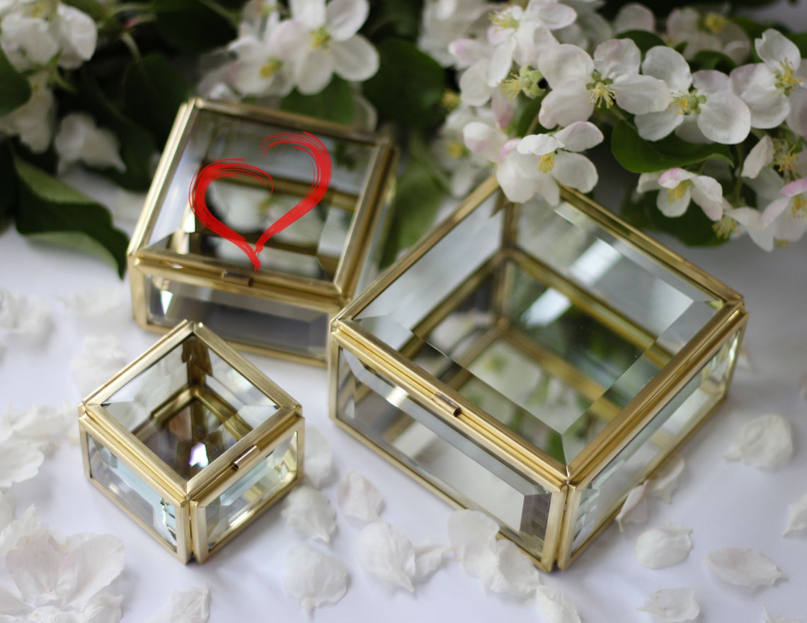 7.5x7.5x5cm Medium Size Square Glass Ring Box Stained Glass - Etsy