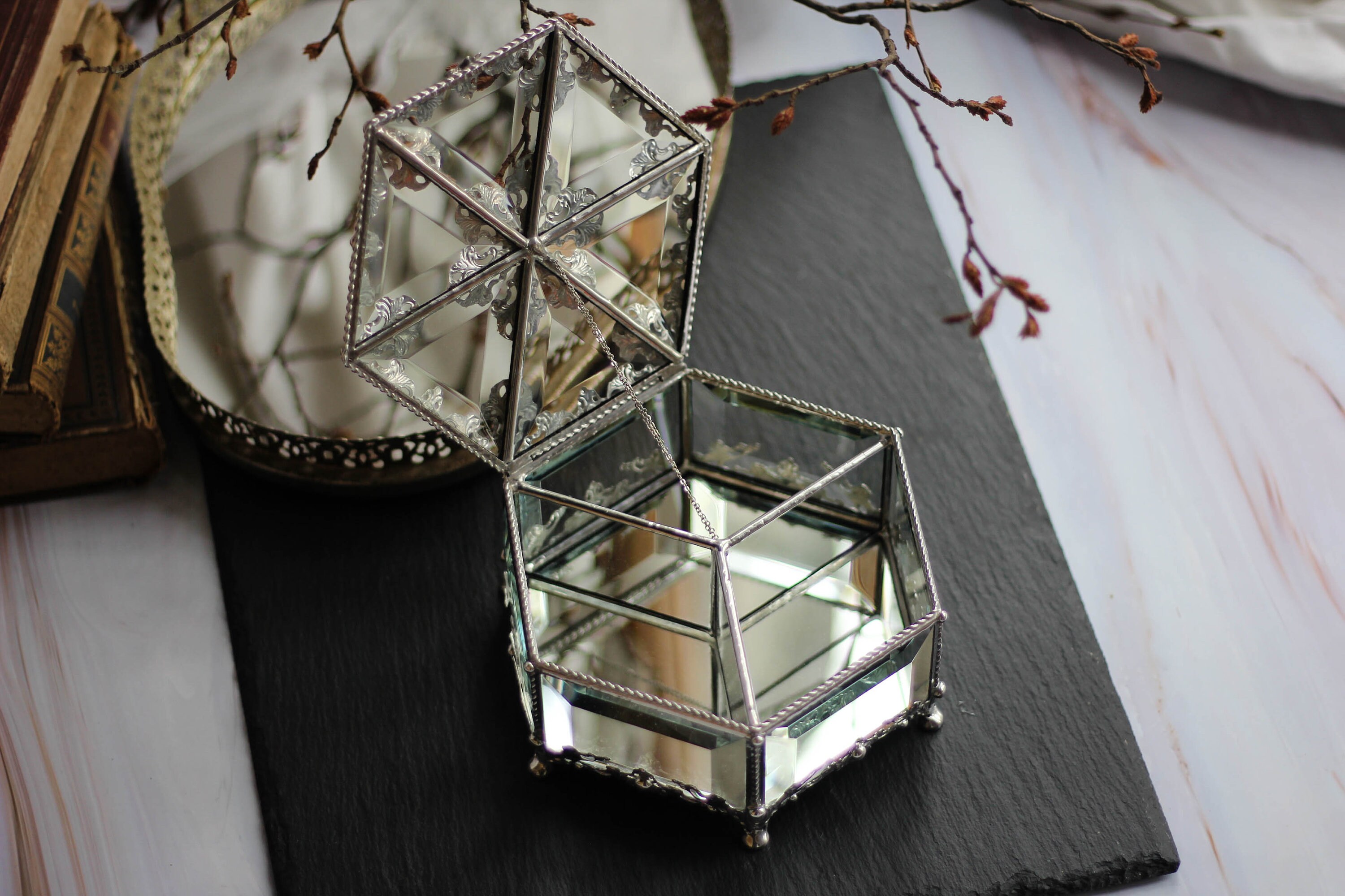 Box "royal Ball", Vintage, Display Box for Jewelery, Hexagon Box ...