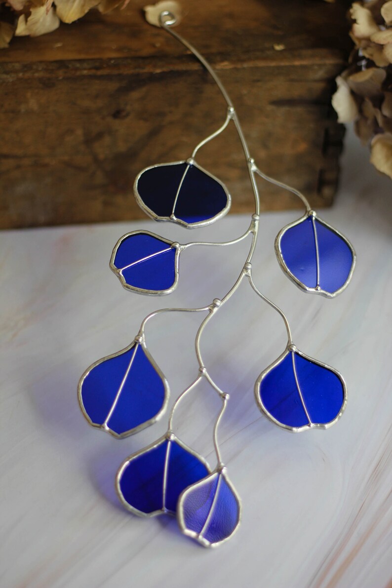 Stained Glass Sprig of Eucalyptus Stained Glass Window | Etsy