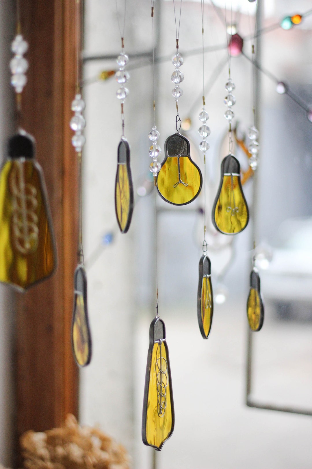 Stained Glass Lightbulb Suncatcher, Window Hanging Decor - Etsy