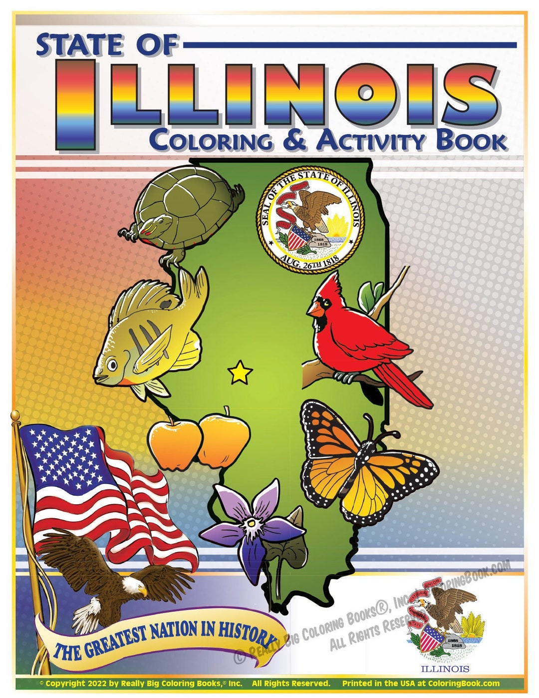 Illinois State Coloring Book 8.5 X 11 - Illinois Coloring Book ...