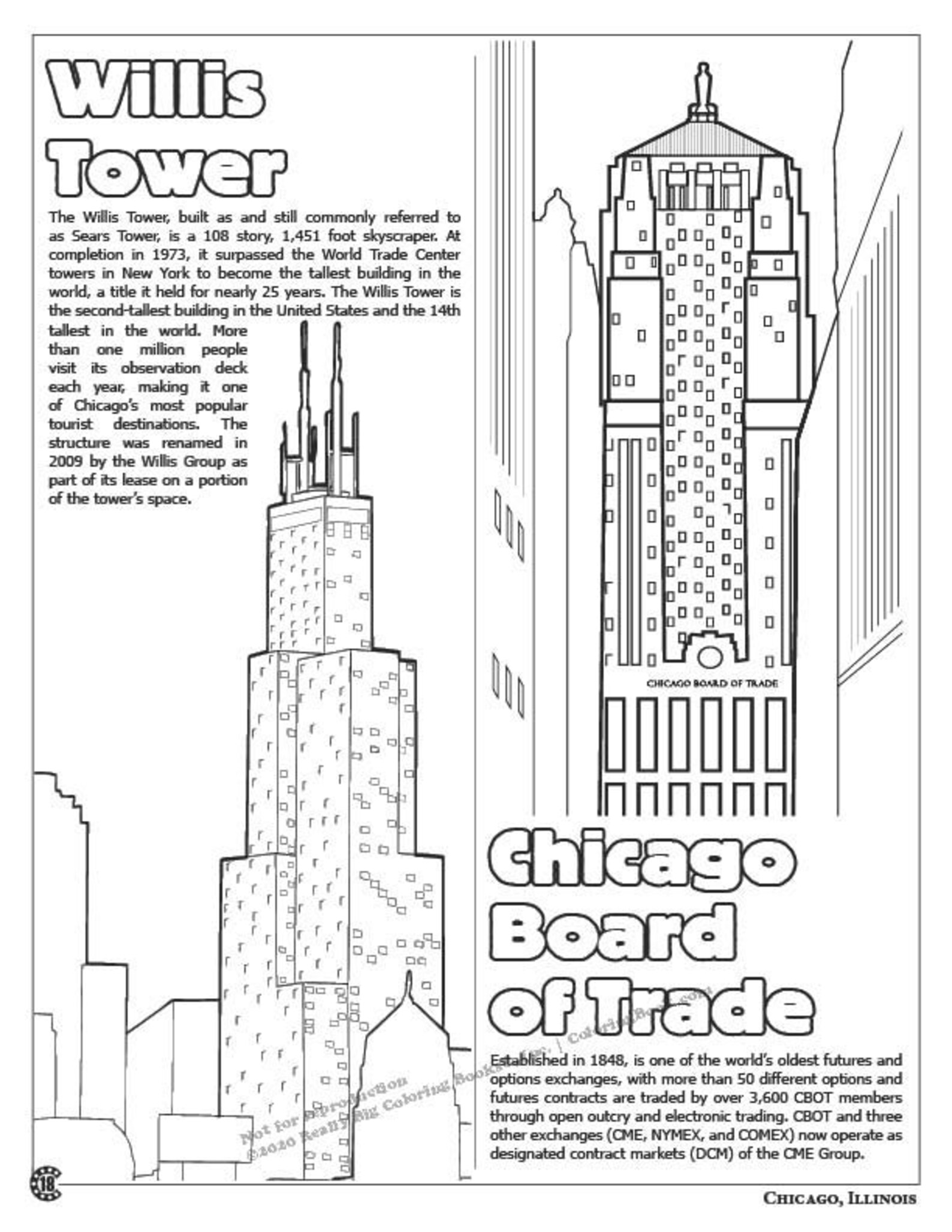 Chicago Coloring Book 8.5"x11" - Etsy