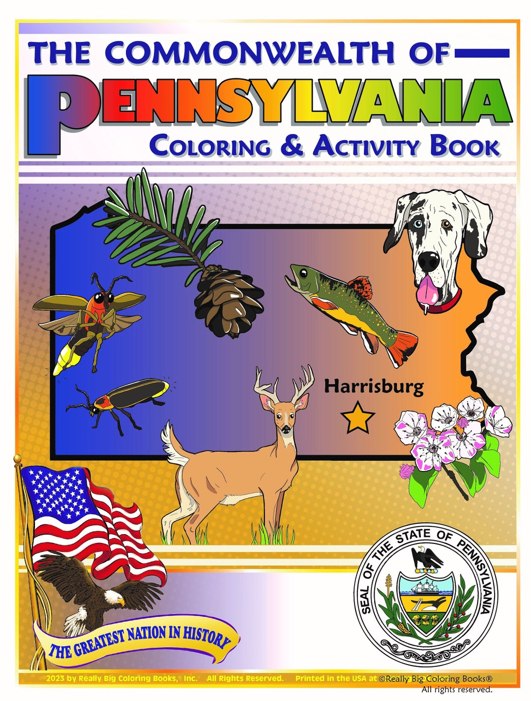 Pennsylvania State Coloring Book 8.5x11 - Pennsylvania Coloring Book ...