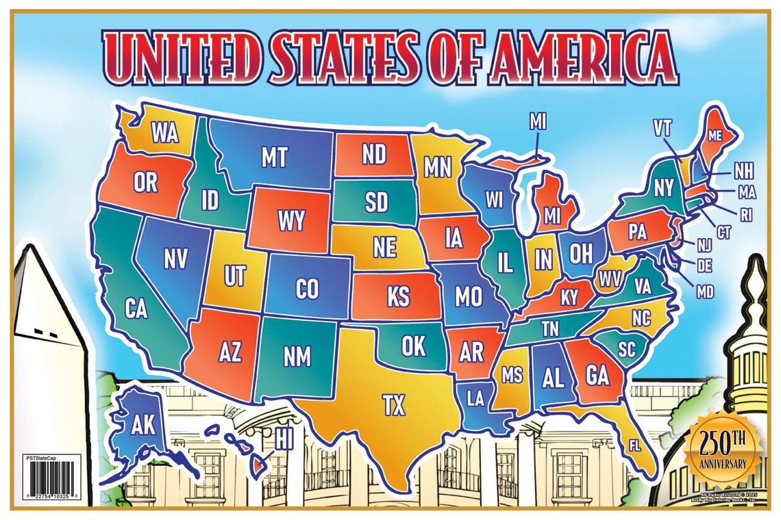 States and Capitals Poster 250th Anniversary Edition - Etsy