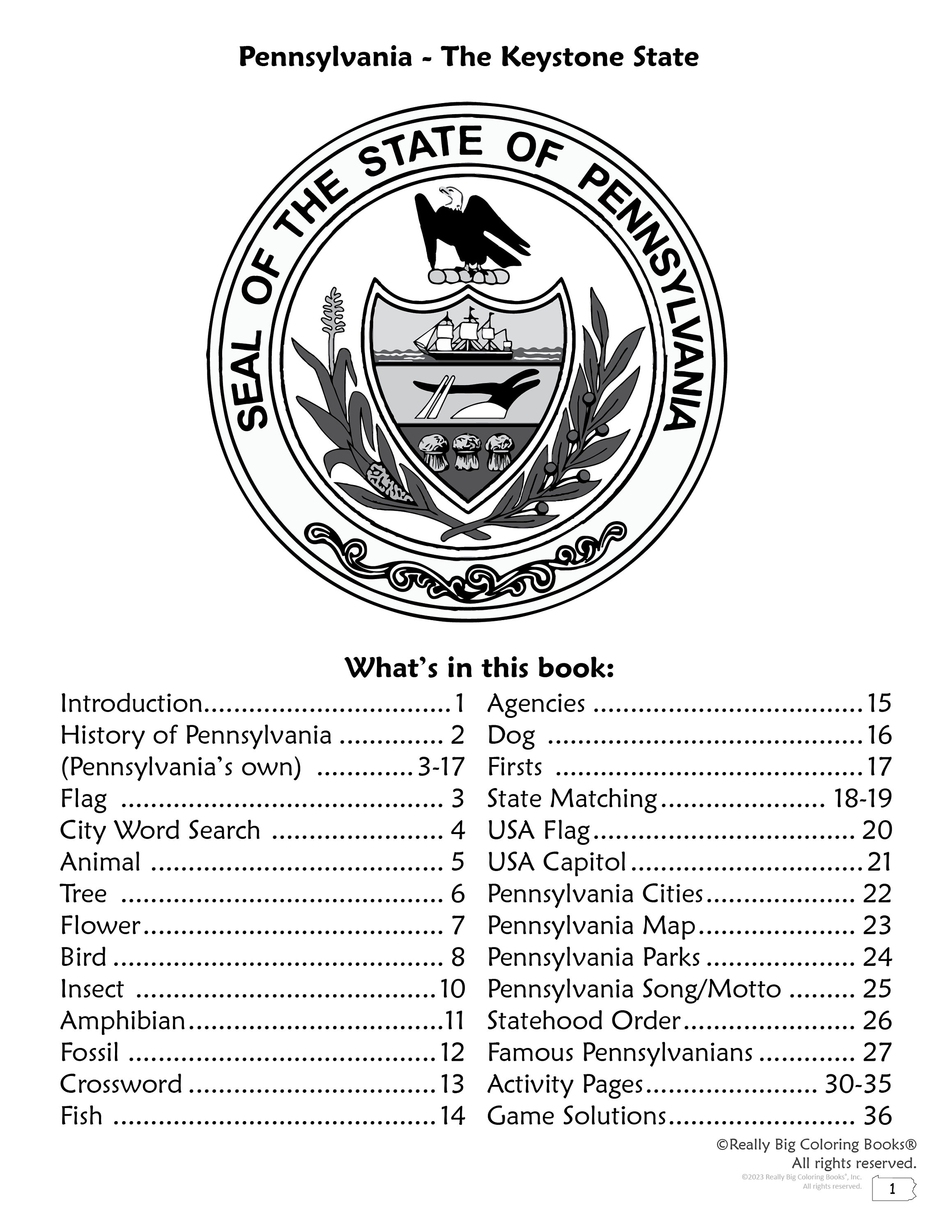 Pennsylvania State Coloring Book 8.5x11 - Pennsylvania Coloring Book ...