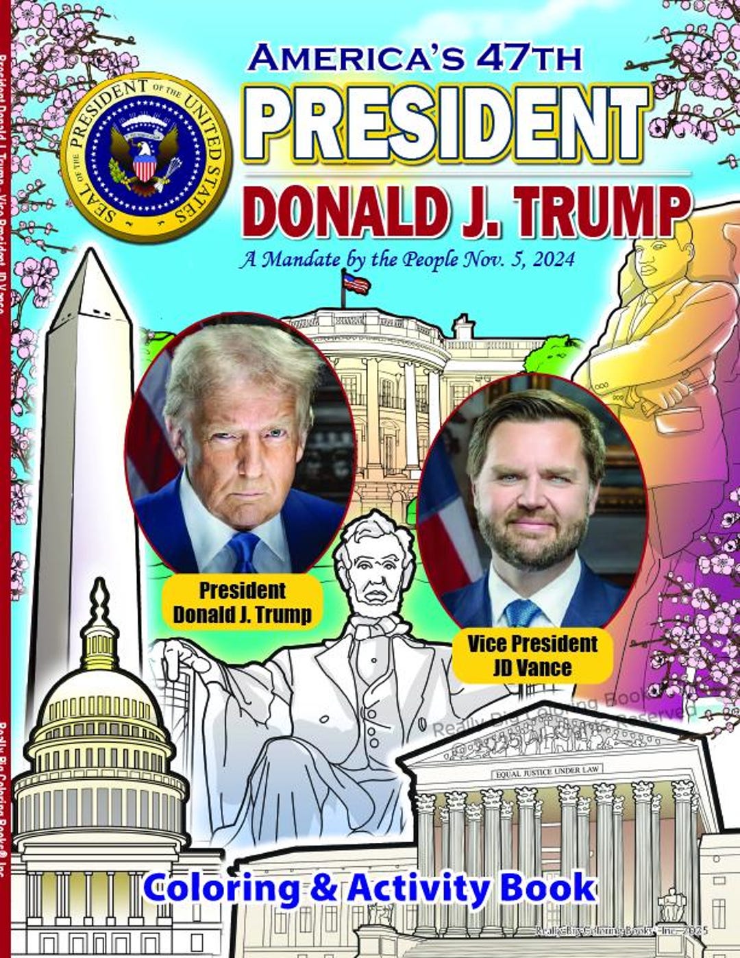 President 47 Donald Trump Coloring Book With JD Vance Vice President - Etsy